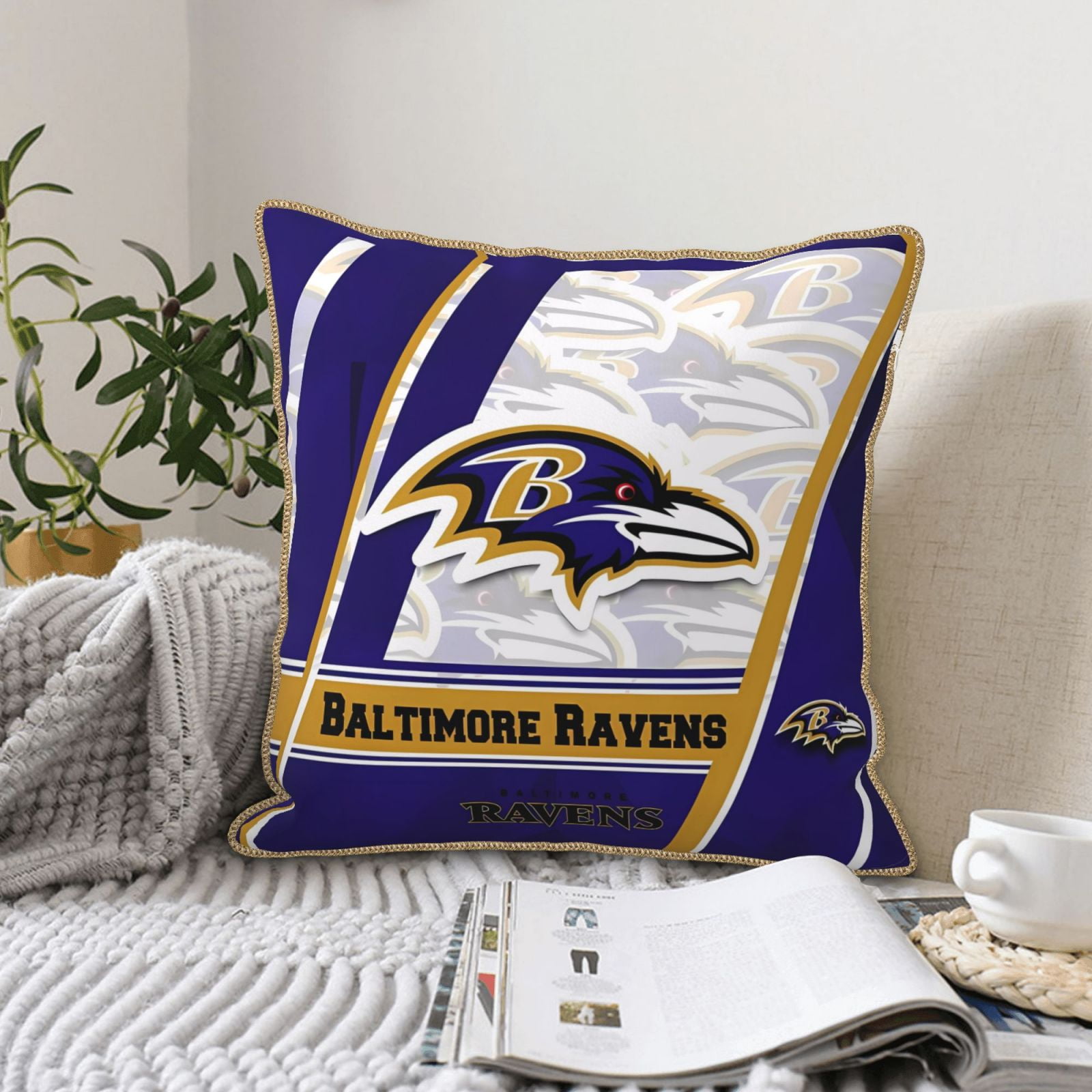 Ravens Football Team Custom Velvet Border Pillow Cover Decorative ...