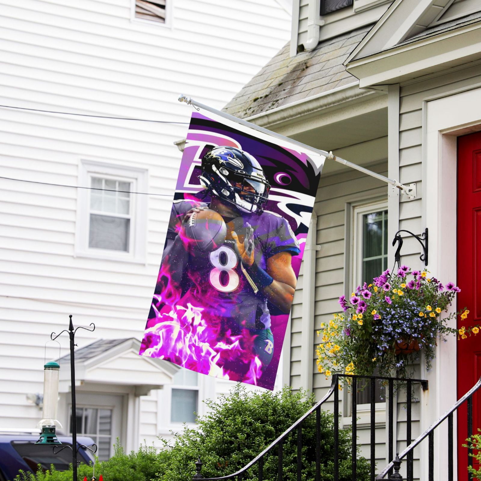 Ravens Football Team Double Sided Flag 3x5ft Garden Hanging Flag Match ...