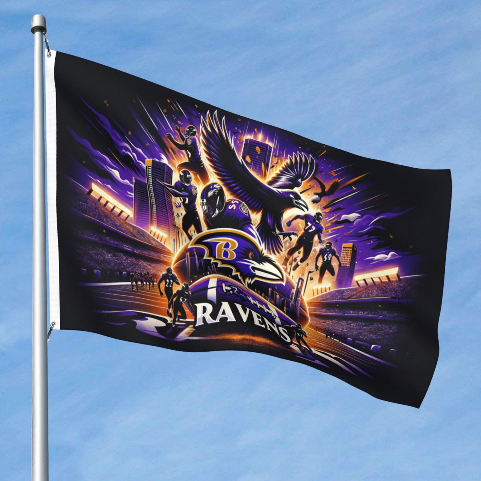 Ravens Football Team Double-Sided Flag 5x8ft, Garden Hanging Flag, Game ...