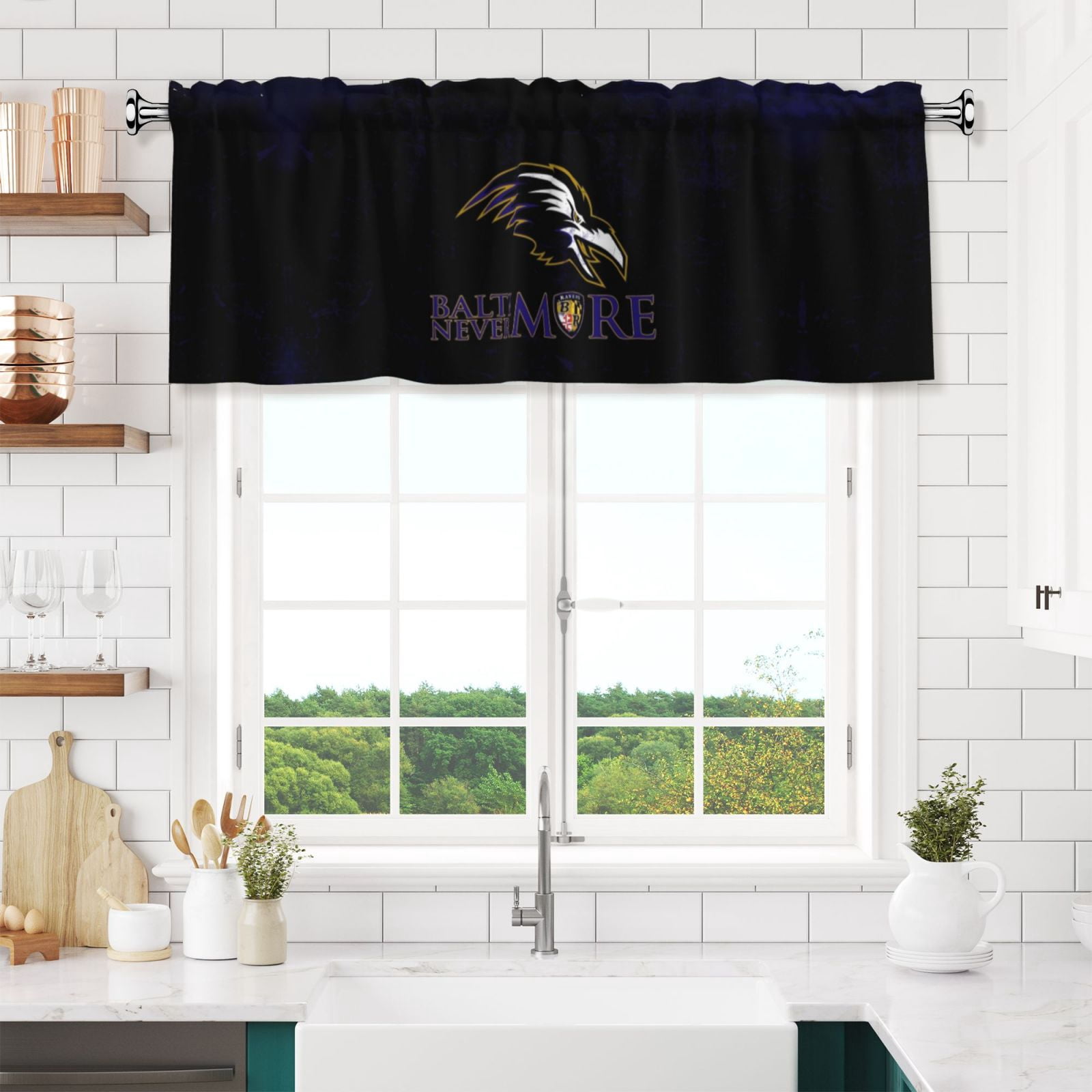Ravens Football Team Print Blackout Valance Curtains 54x18 inches, Rod ...