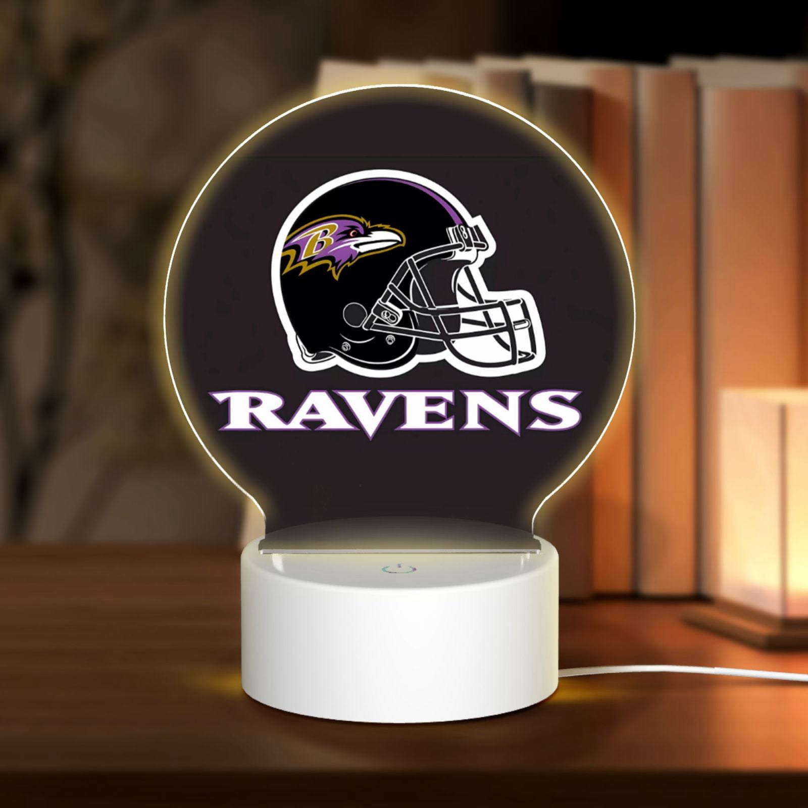 Ravens Football Team Round Acrylic Night Light Plug-in USB, Dimmable ...