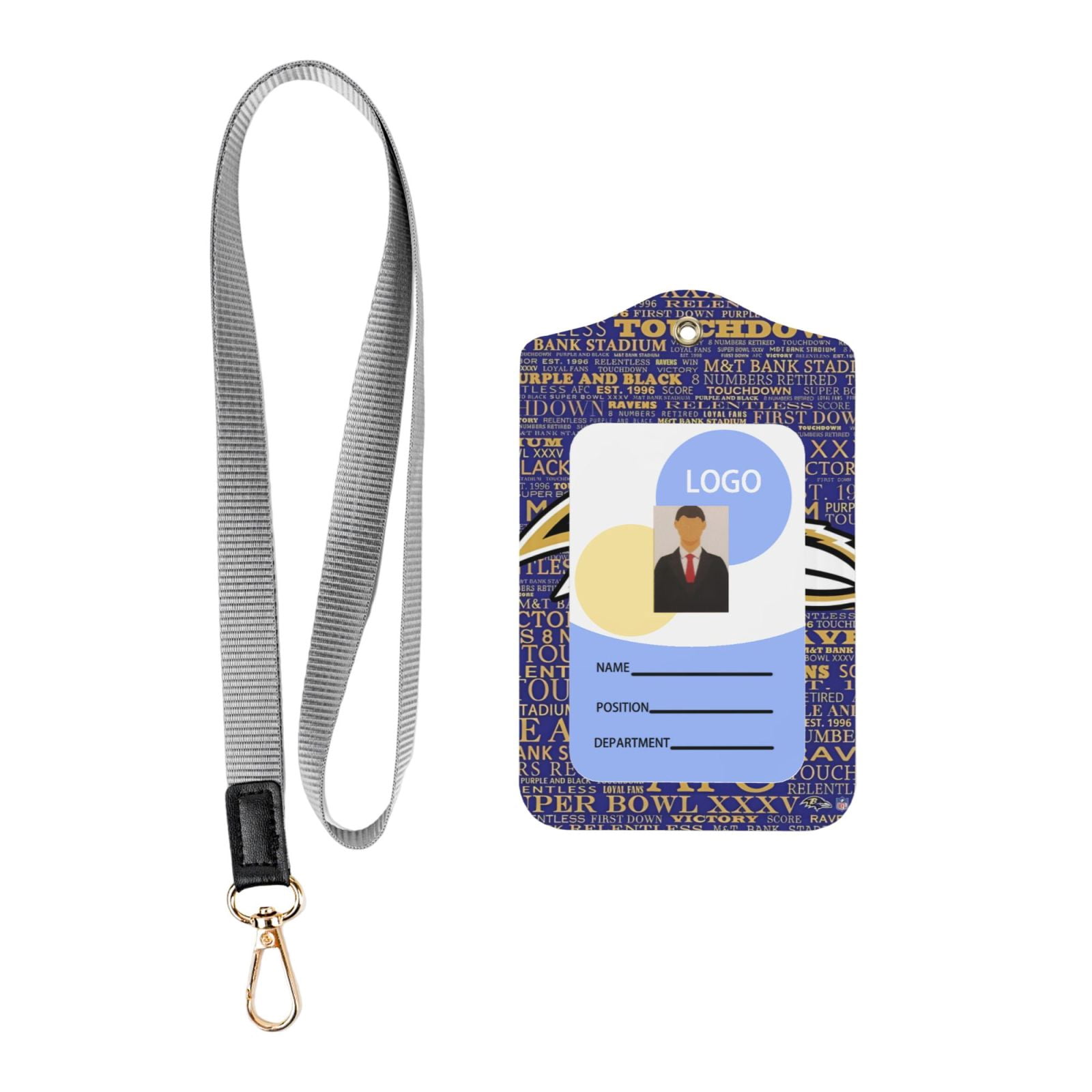 Ravens Hard Plastic ID Card Holder with Clear Window for Office School ...