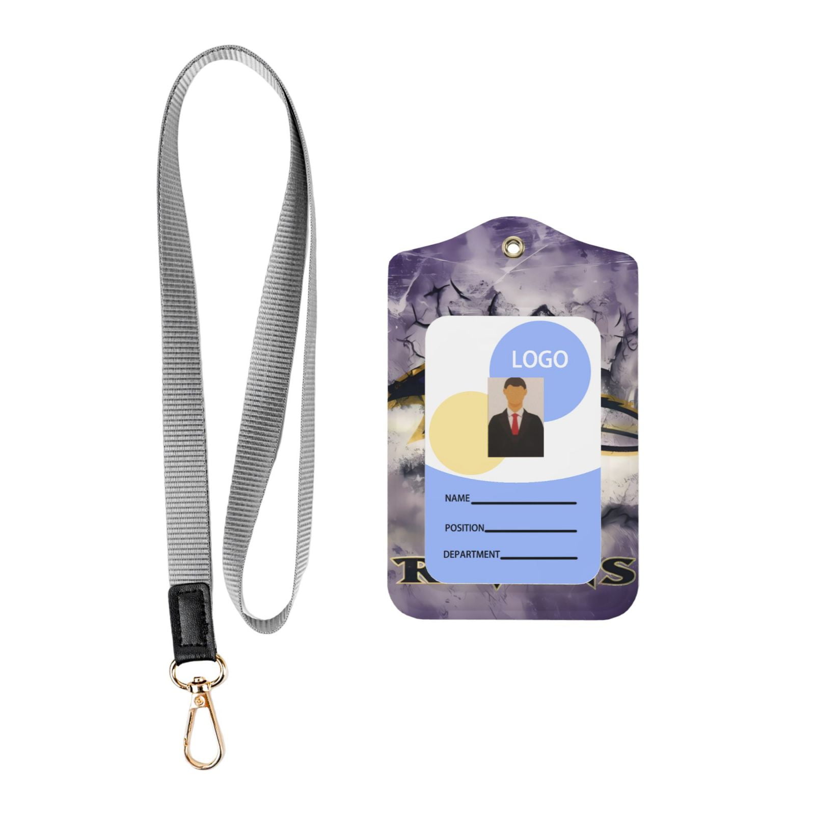 Ravens Hard Plastic ID Card Holder with Clear Window for Office School ...