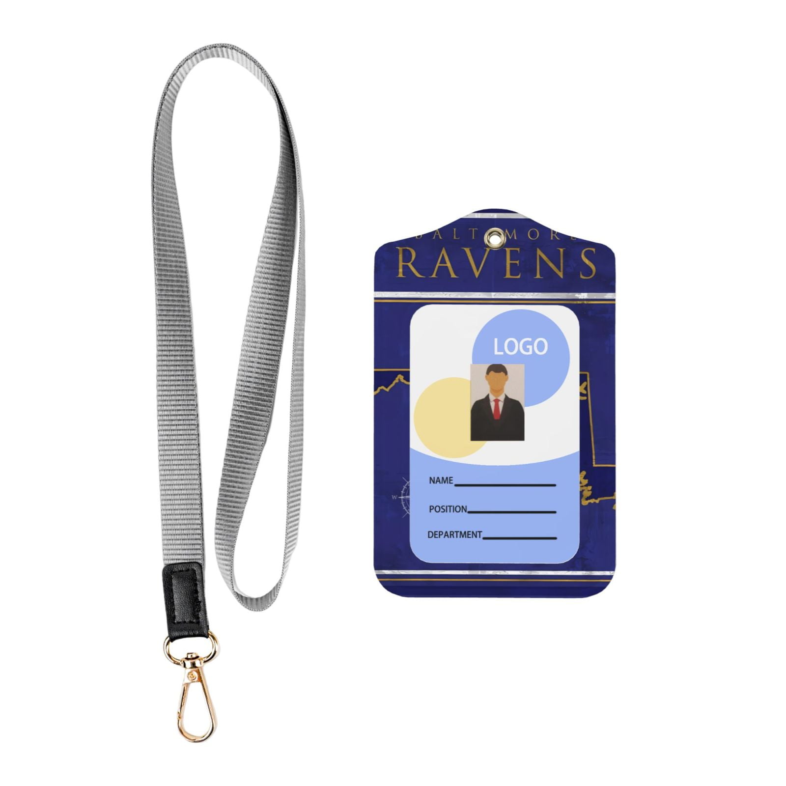 Ravens Hard Plastic ID Card Holder with Clear Window for Office School ...