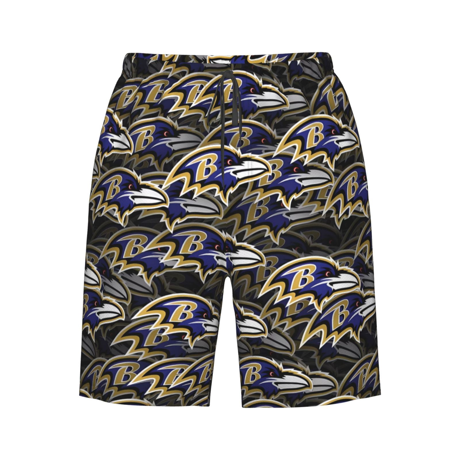 Ravens Men's Quick Dry Beach Shorts Football Team Logo Print Dive Swim ...