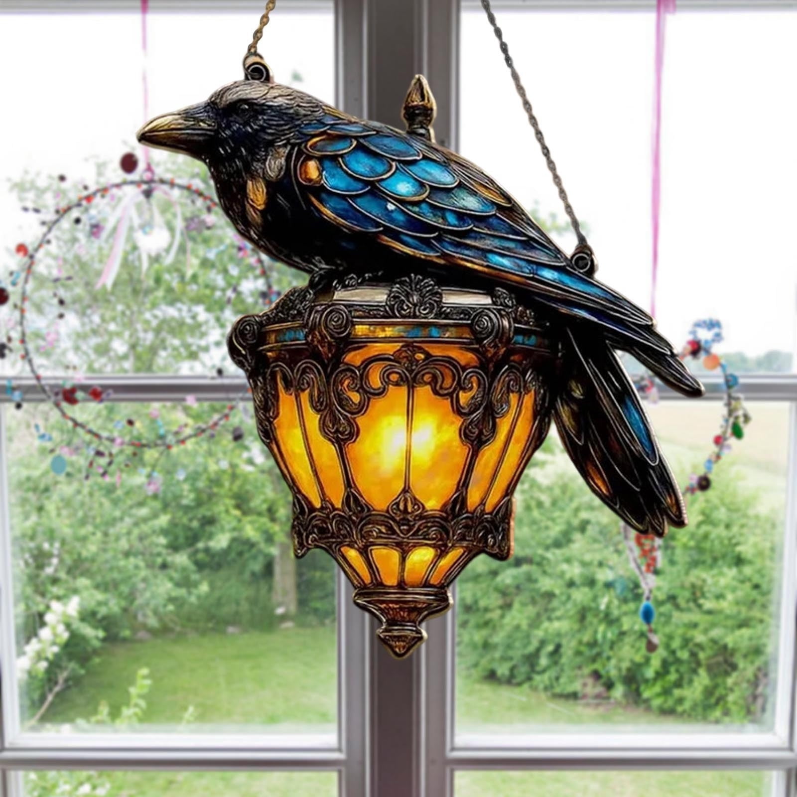 Ravens Ornaments,Crow Lamp,Raven Gothic On Lantern,Halloween Decoration ...