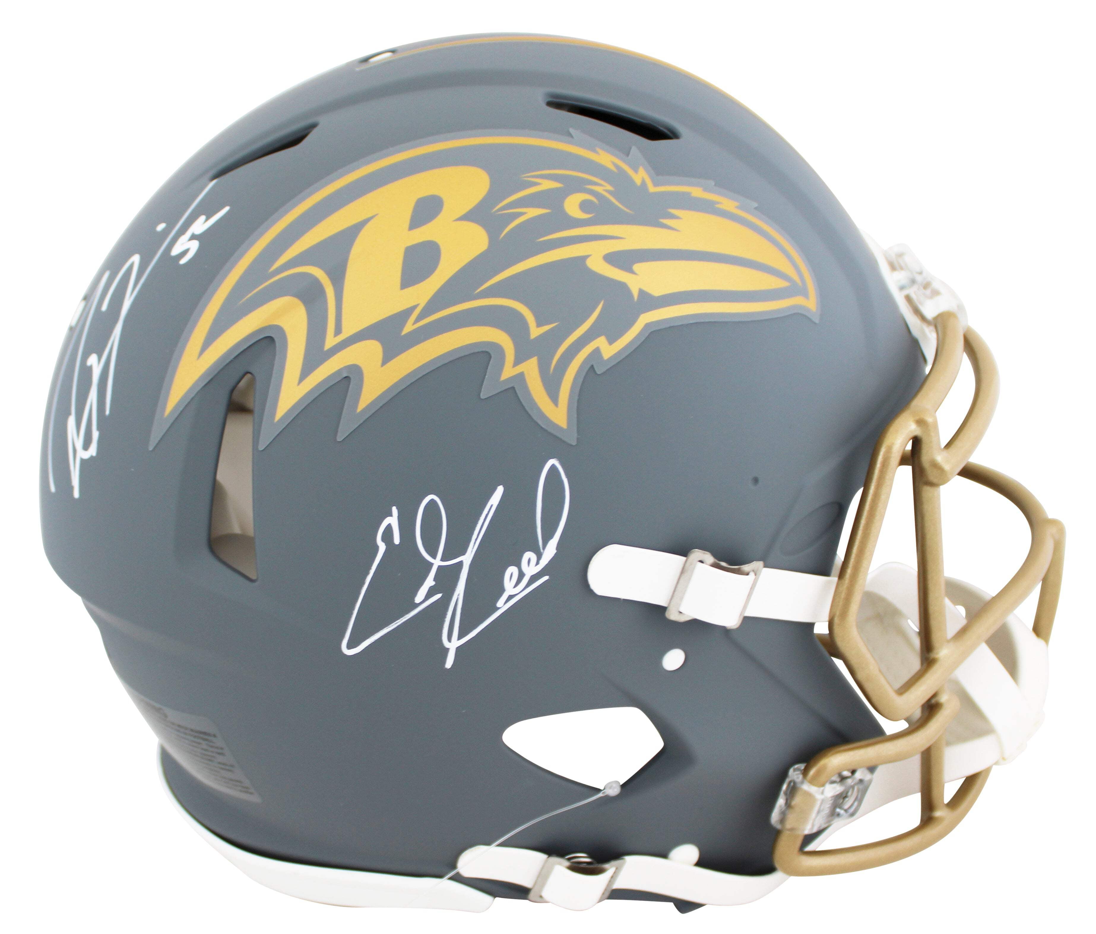Ravens Ray Lewis Ed Reed Signed Slate Full Size Speed Proline Helmet ...