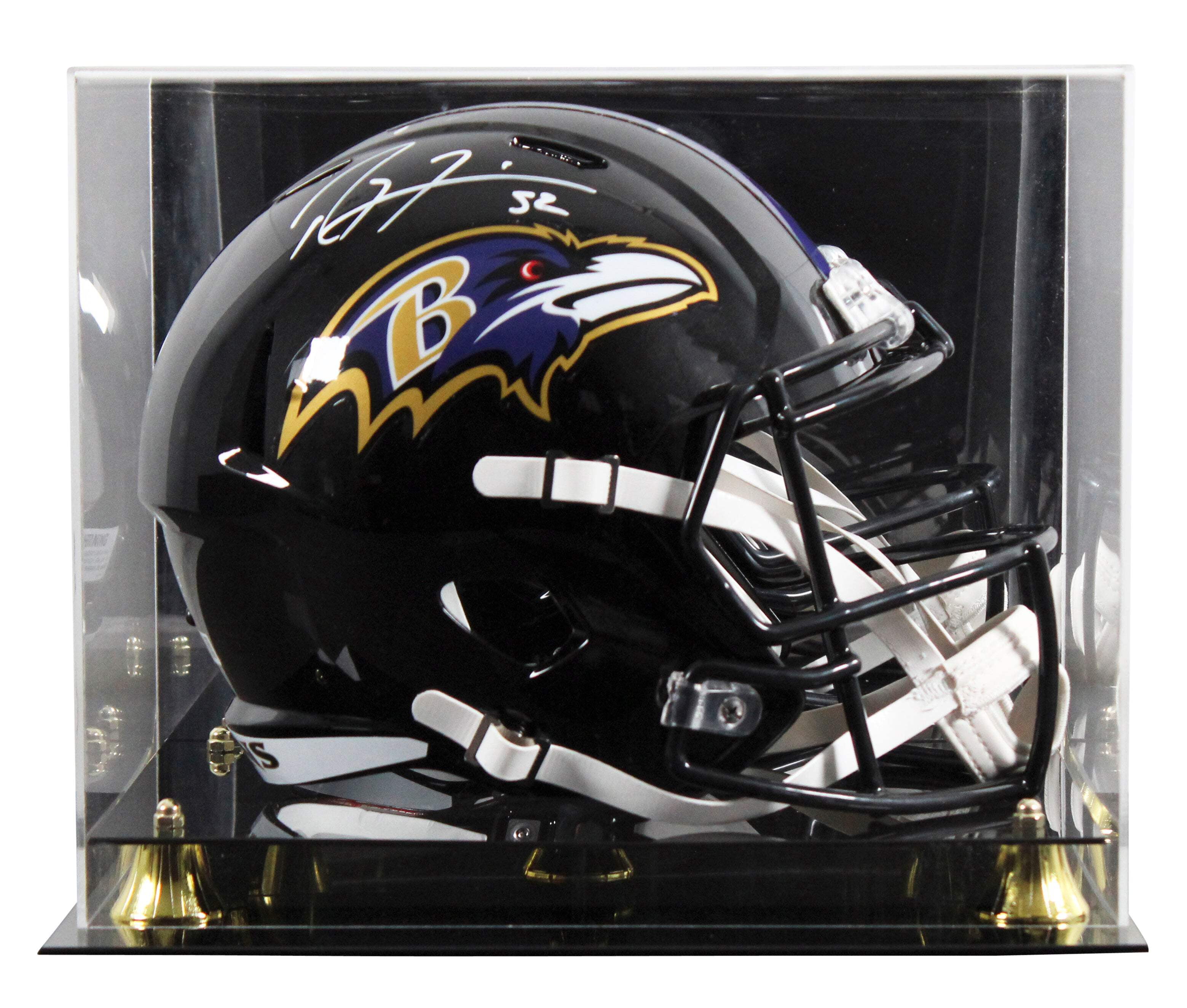 Ravens Ray Lewis Signed Full Size Speed Rep Helmet W/ Case w/ White Sig ...