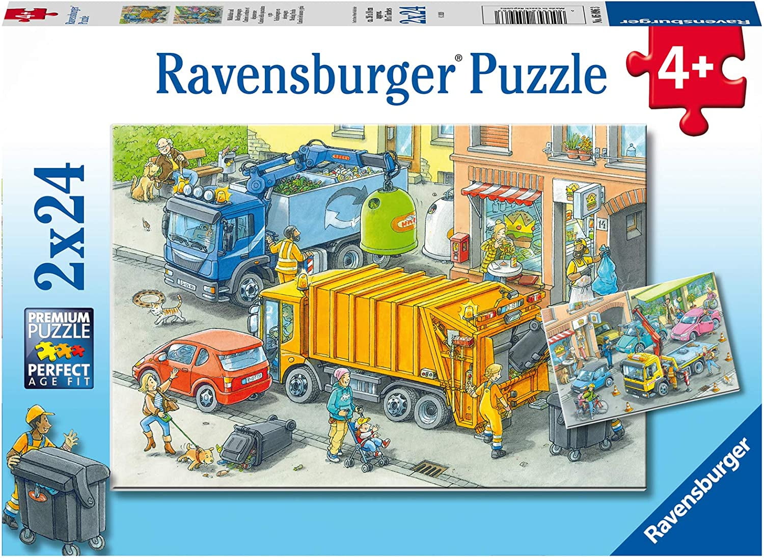 Ravensburger Kids Puzzle - Garbage Truck & Tow Truck, 2x24 Piece ...