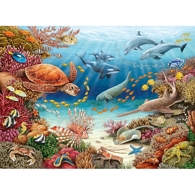 Ravensburger Children's Puzzle Sea Animals on Coral Reef Why Why Puzzle ...