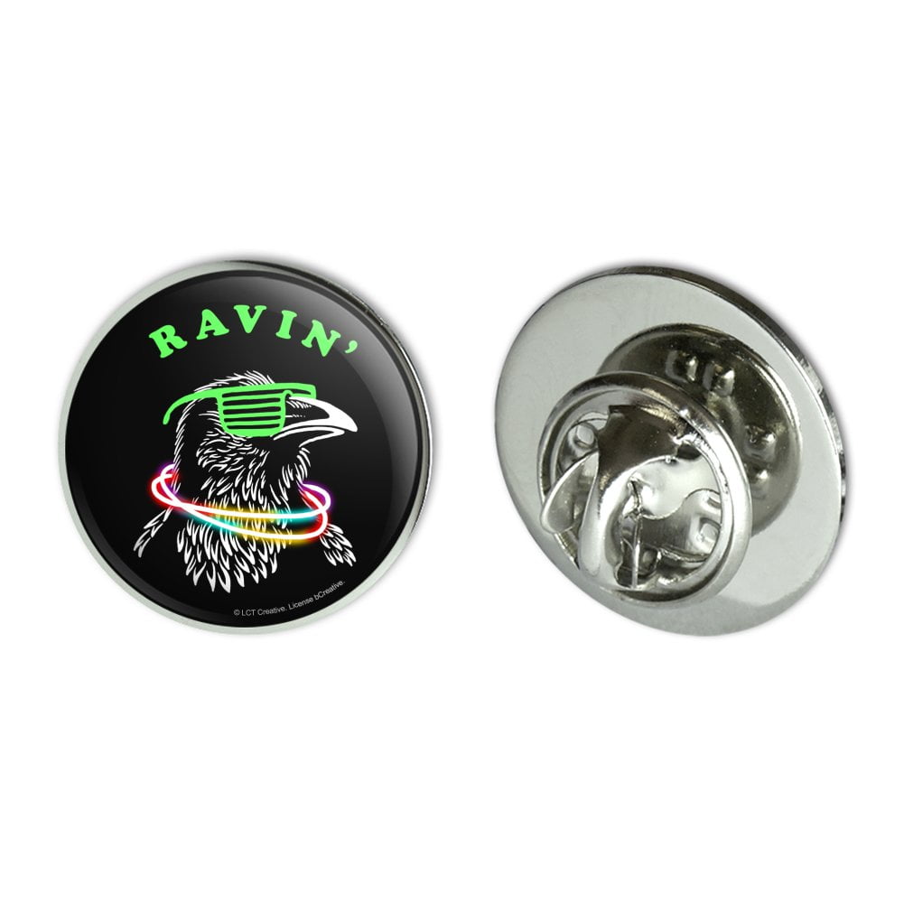 Ravin' Rave Raven Funny Humor Metal 0.75" Lapel Hat Pin Tie Tack ...