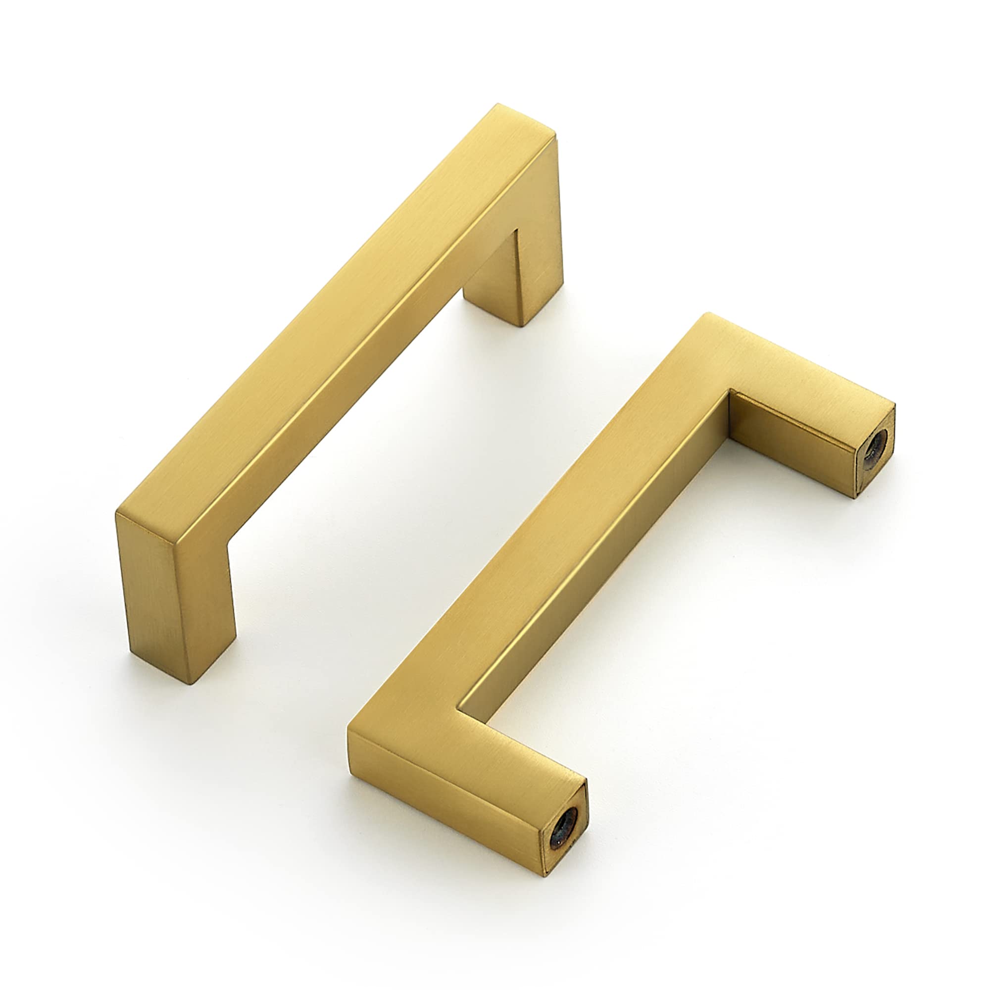 Ravinte 30 Pack 3-3/4 Inch Square Cabinet Handles Brushed Brass Kitchen Pulls for Cabinets ...