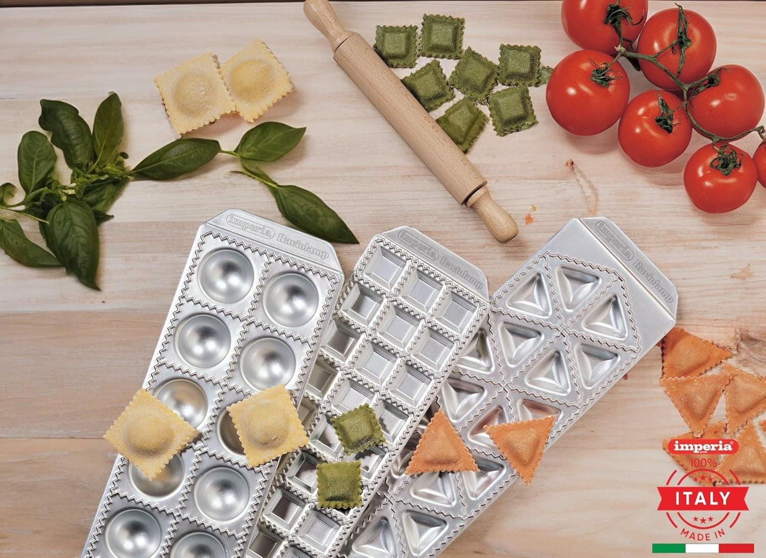Ravioli Maker Set - Includes 3 Trays & Wooden Rolling Pin - Pasta ...