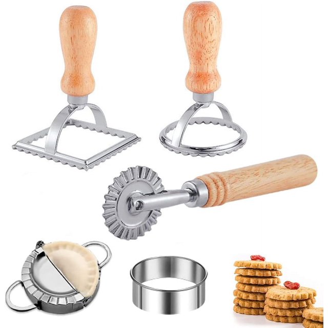 Ravioli Press and Cutter, Pasta Cutter, Ravioli Cutter Set with Wooden ...
