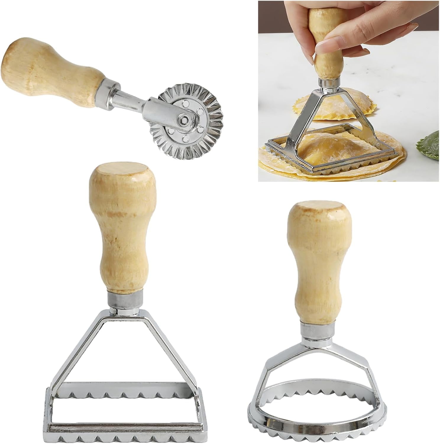 Ravioli Stamp Maker Cutter with Roller Wheel Set, Large Size Aluminum ...