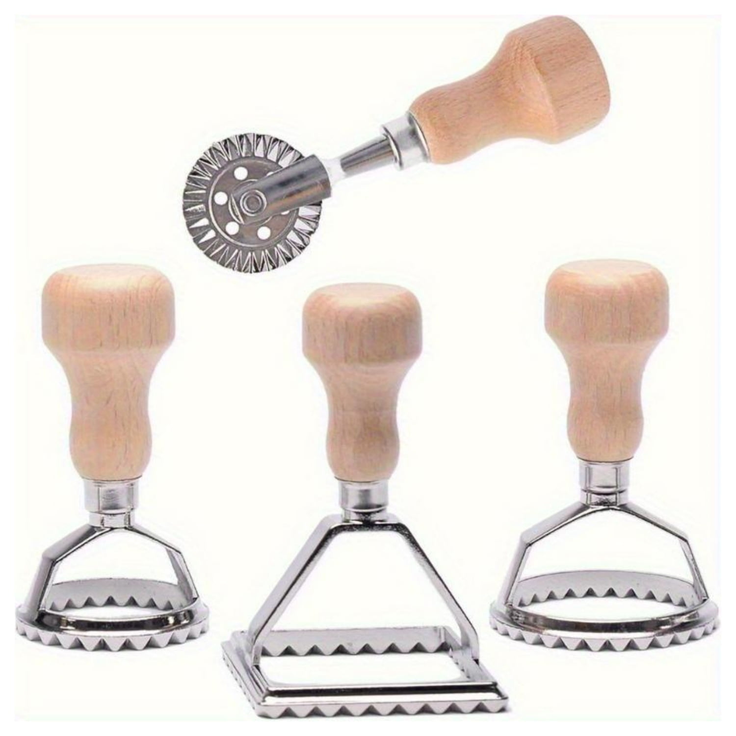 Ravioli Stamp Maker Cutter with Roller Wheel Set, Mold with Wooden ...