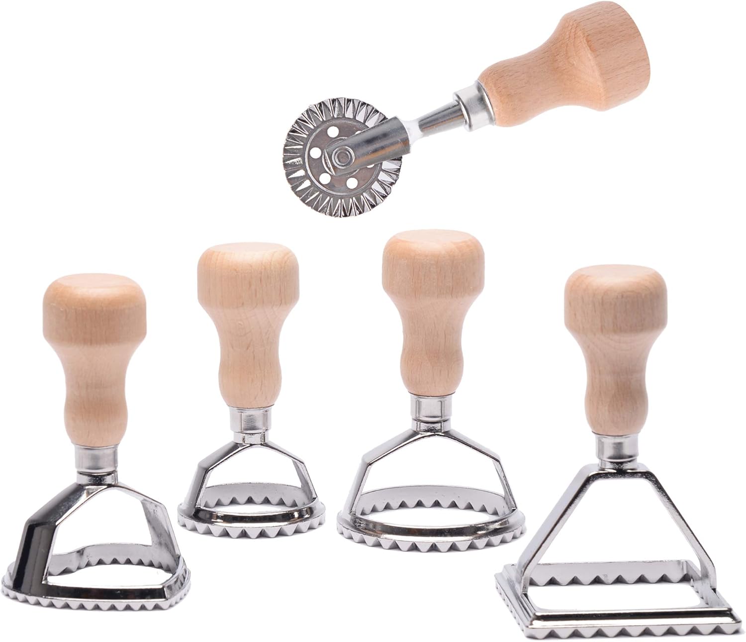 Ravioli Stamp Maker Cutter with Roller Wheel Set, Mold with Wooden ...