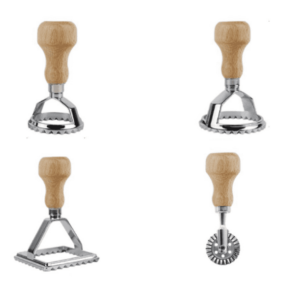 Ravioli Stamp Maker Cutter with Roller Wheel Set, Mold with Wooden ...