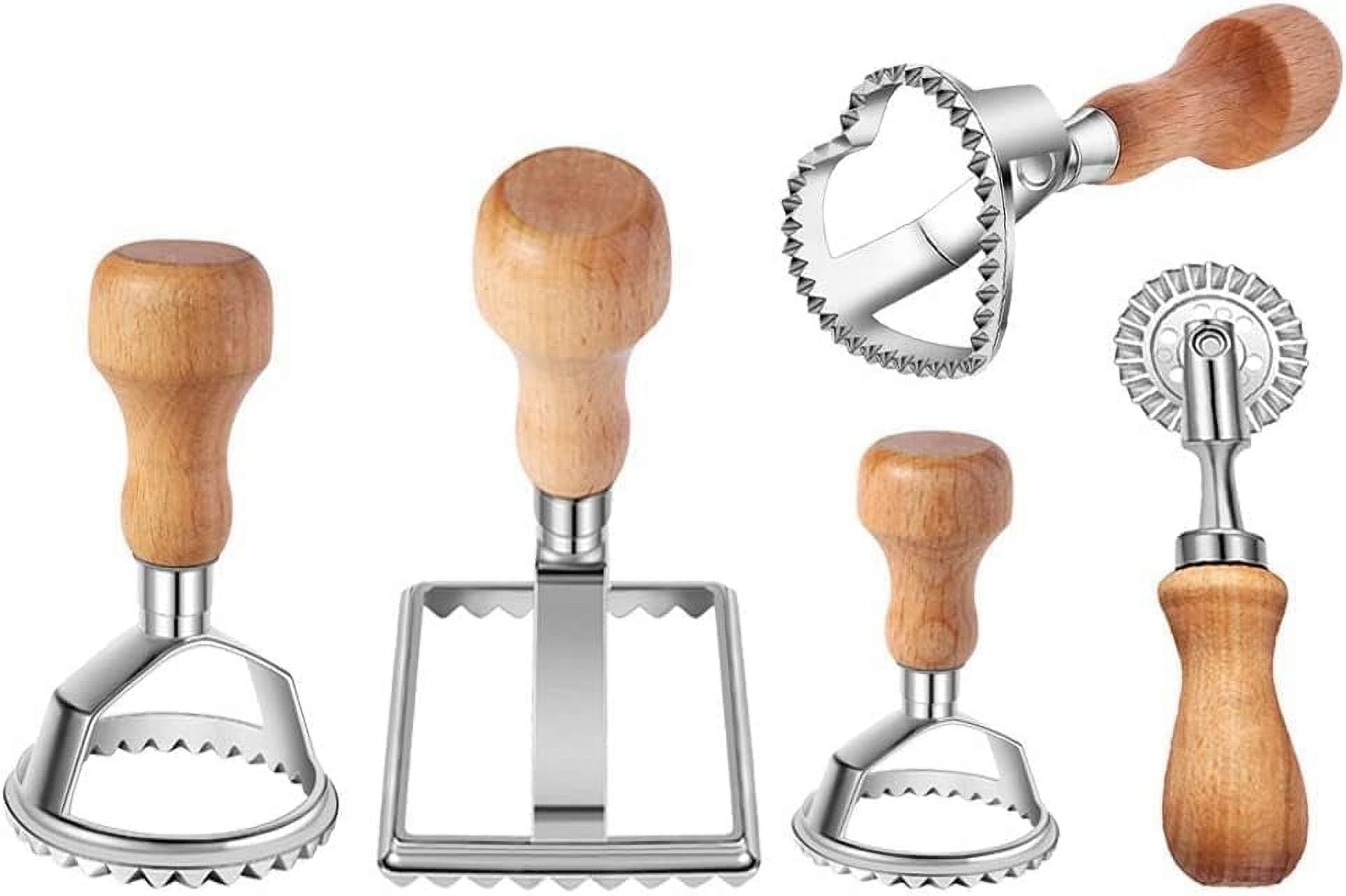 Ravioli Stamp Maker Cutter with Roller Wheel Set, Shape with Wooden ...