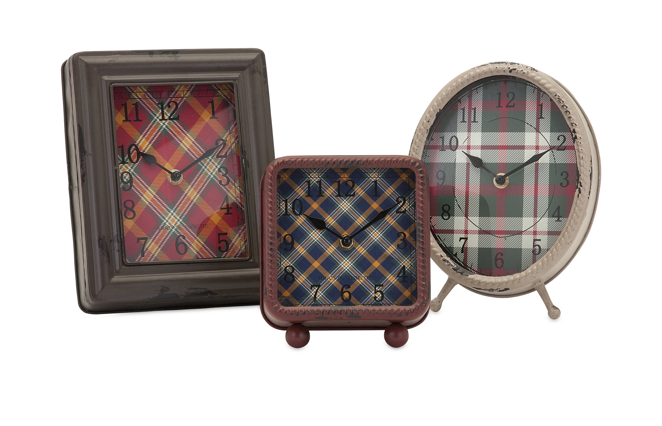 Ravishing Riley Plaid Metal Clocks - Set of 3 - Walmart.com