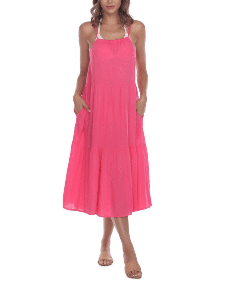 Raviya PINK Tiered Swim Cover-up MIDI Dress, US Small - Walmart.com