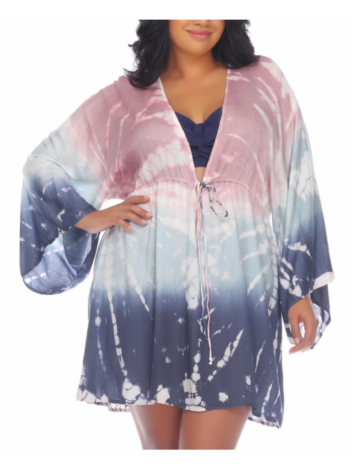 Raviya Plus Size Tie-Dye Caftan Swim Cover up Women's Swimsuit - Pink ...