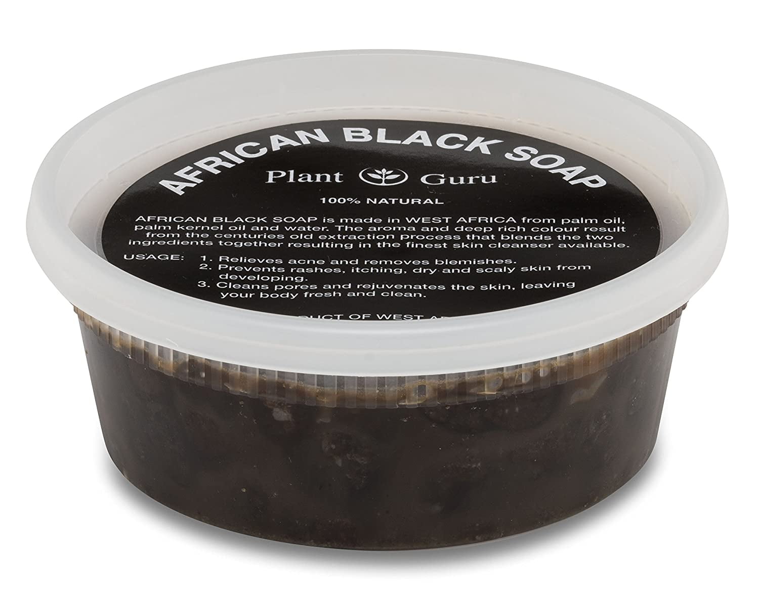 Plant Guru African Black Soap Paste, 100% Natural Organic, 8 oz, Acne ...