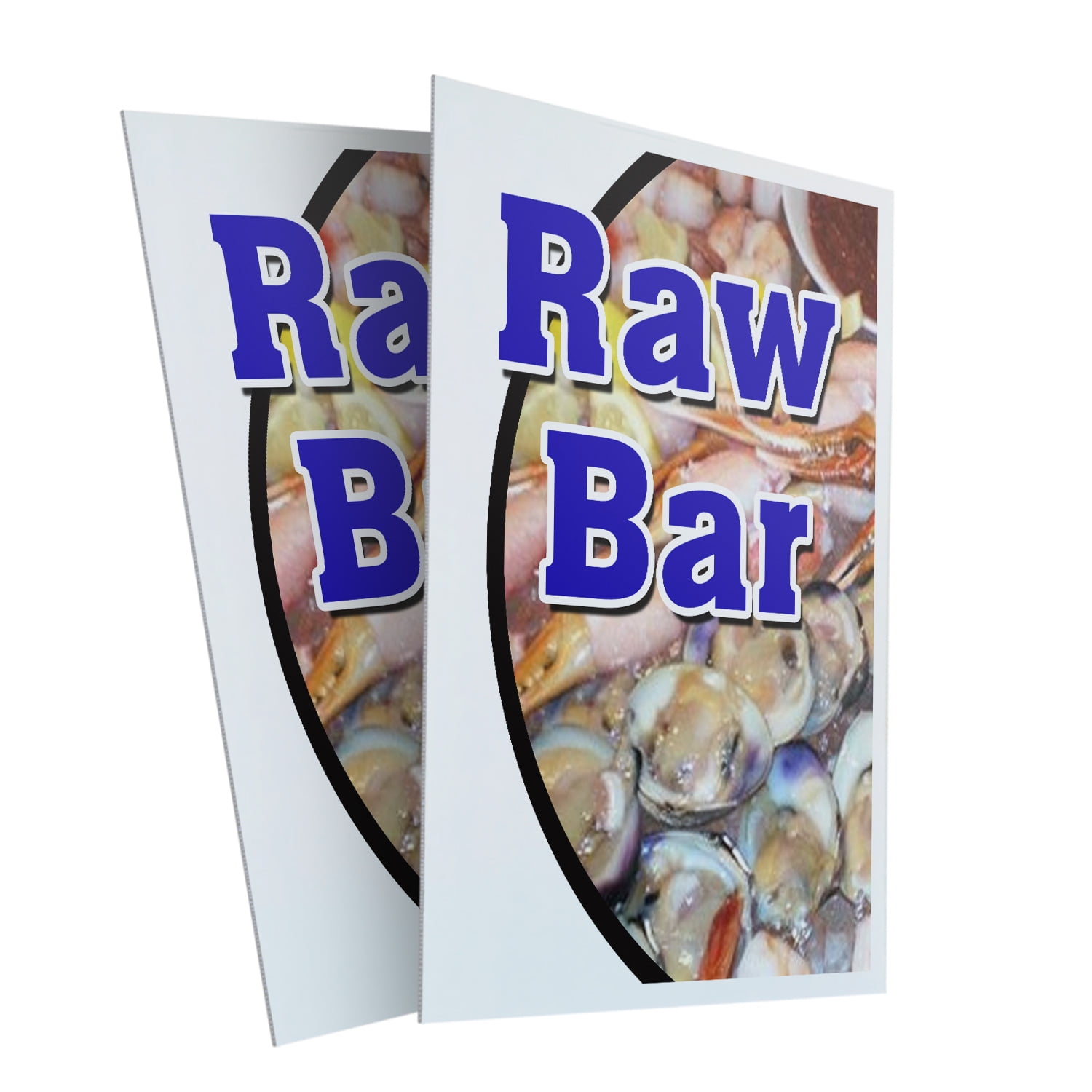 Raw Bar (2-PACK) 24" x 36" Plastic Signs | Sign Insert 4mm Corrugated ...