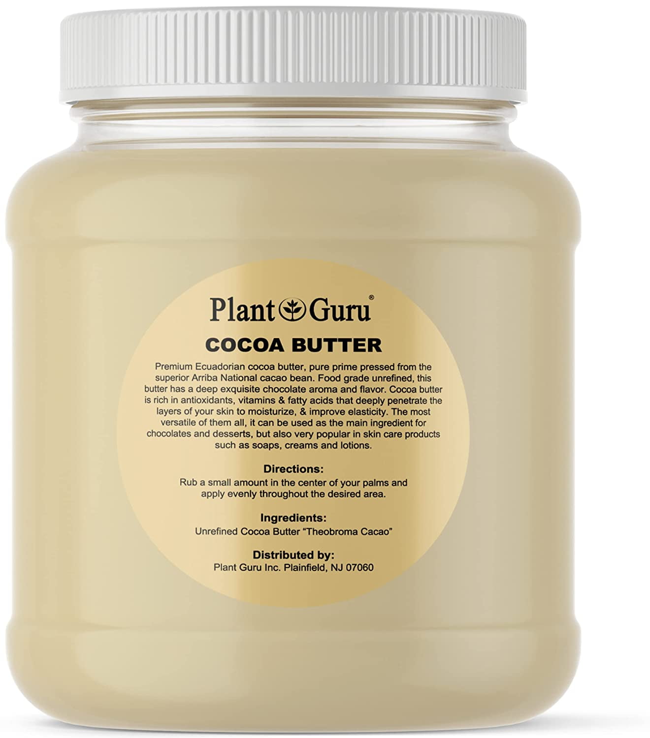 Raw Cocoa Butter 3 lbs. Bulk Jar - 100% Pure Natural Unrefined FOOD GRADE Arriba Nacional Cacao ...
