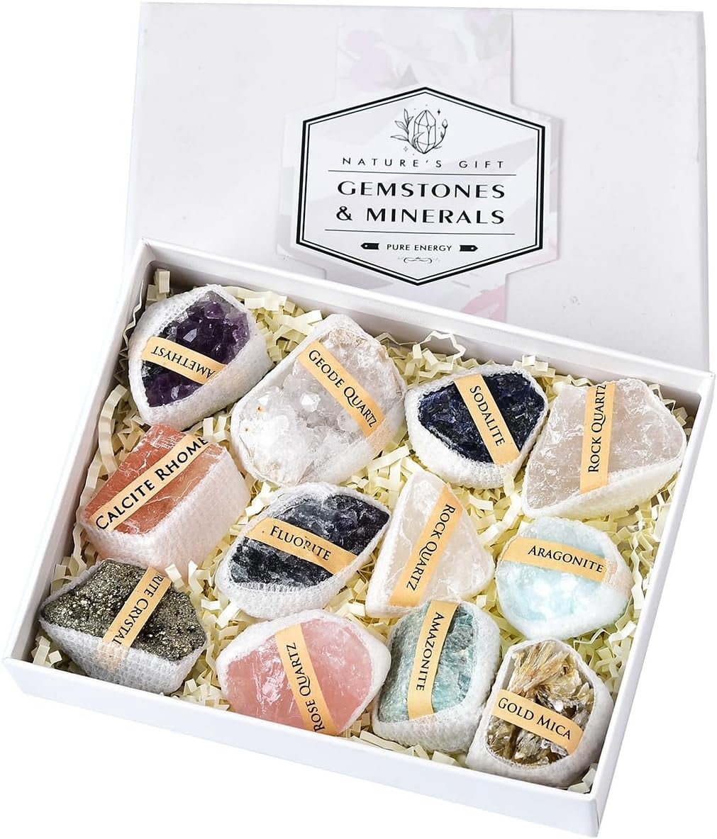 Raw Crystals and Healing Stones in Gift Box Mix Natural Mineral ...