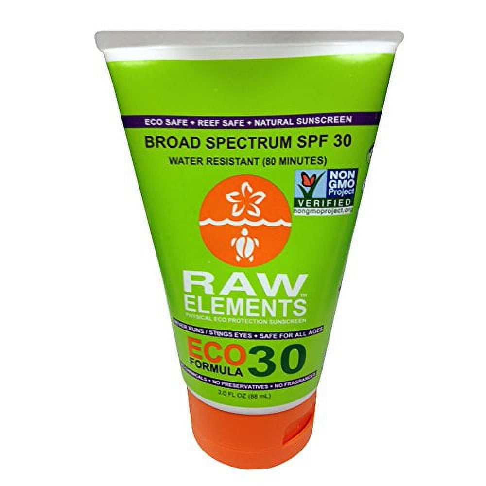 Raw Elements Eco Form Sunscreen, SPF 30 Plus, 3 Fluid Ounce HSA/FSA ...