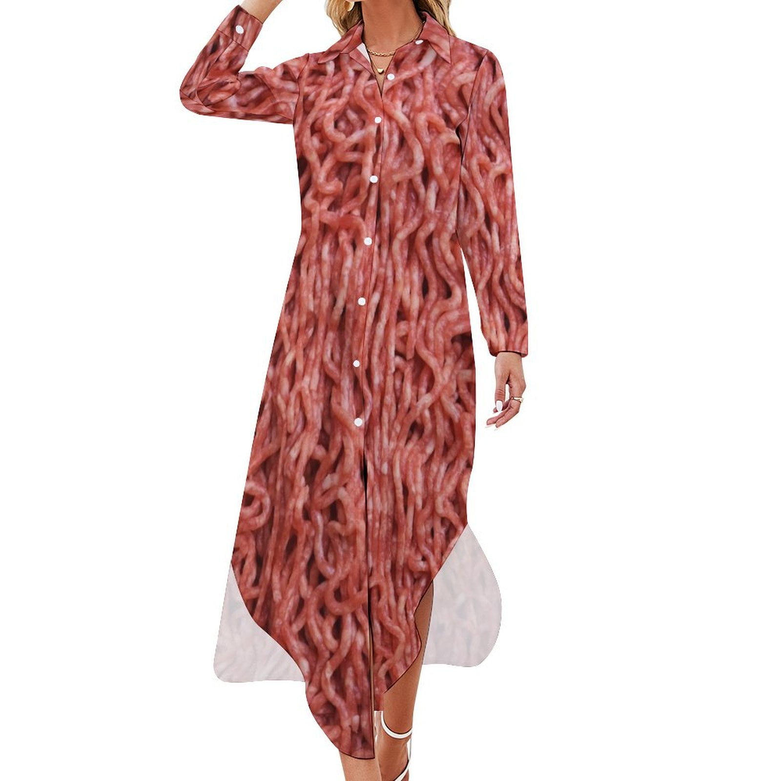 Raw Ground Beef Long Sleeved Shirt Dress Dresses summer clothes for ...