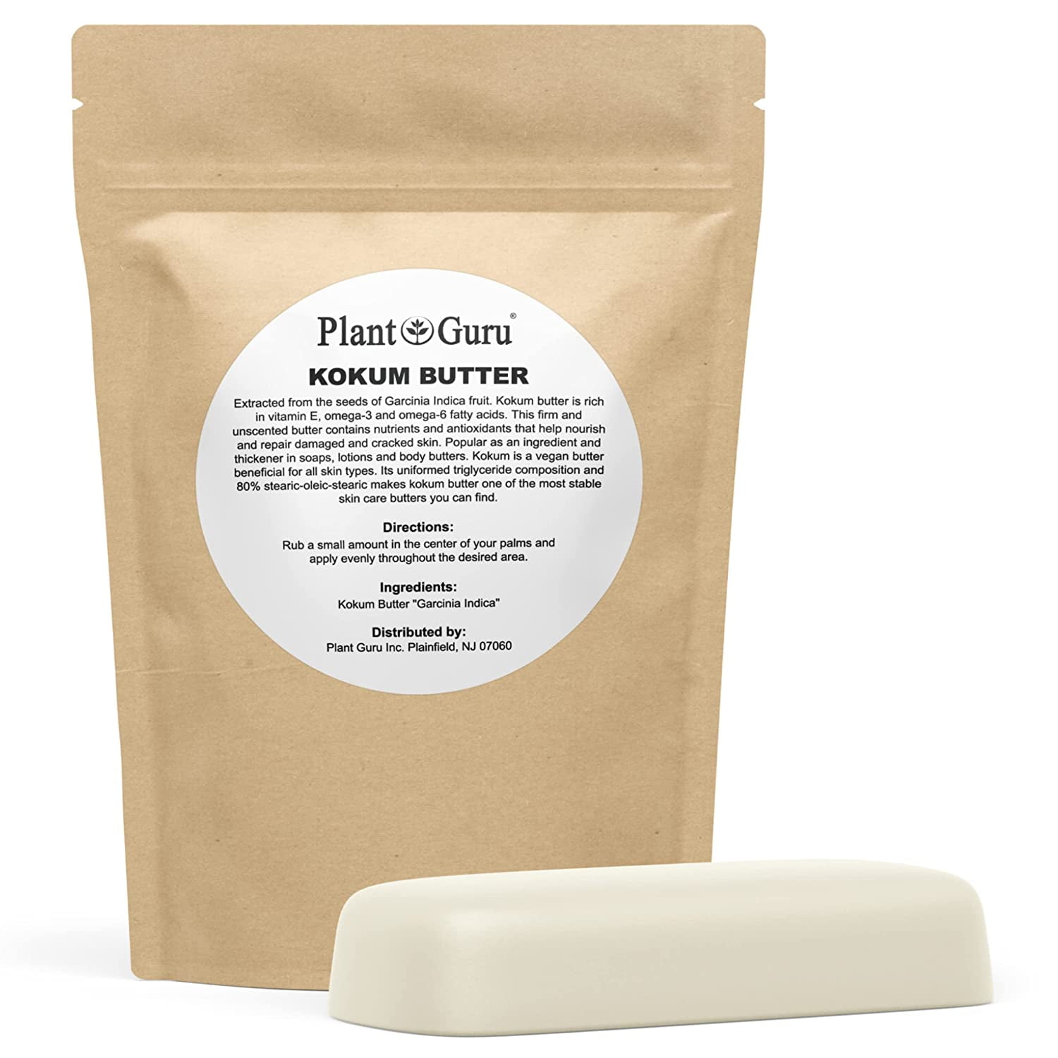 Raw Kokum Butter 8 oz. Bar 100% Pure Natural - Great for Skin, Body and ...