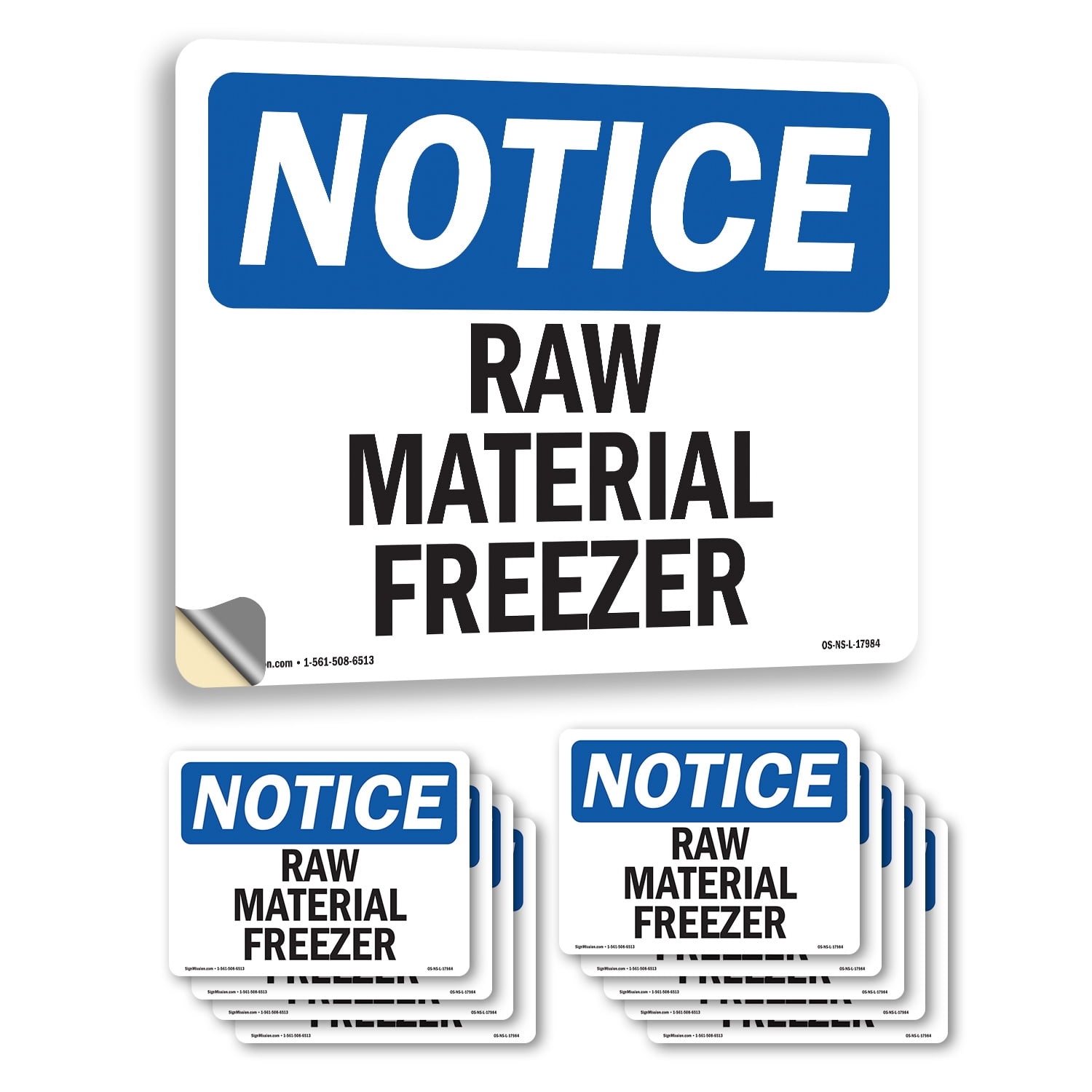 Raw Material Freezer OSHA Notice Vinyl Decal Label 24 Inch x 18 Inch ...
