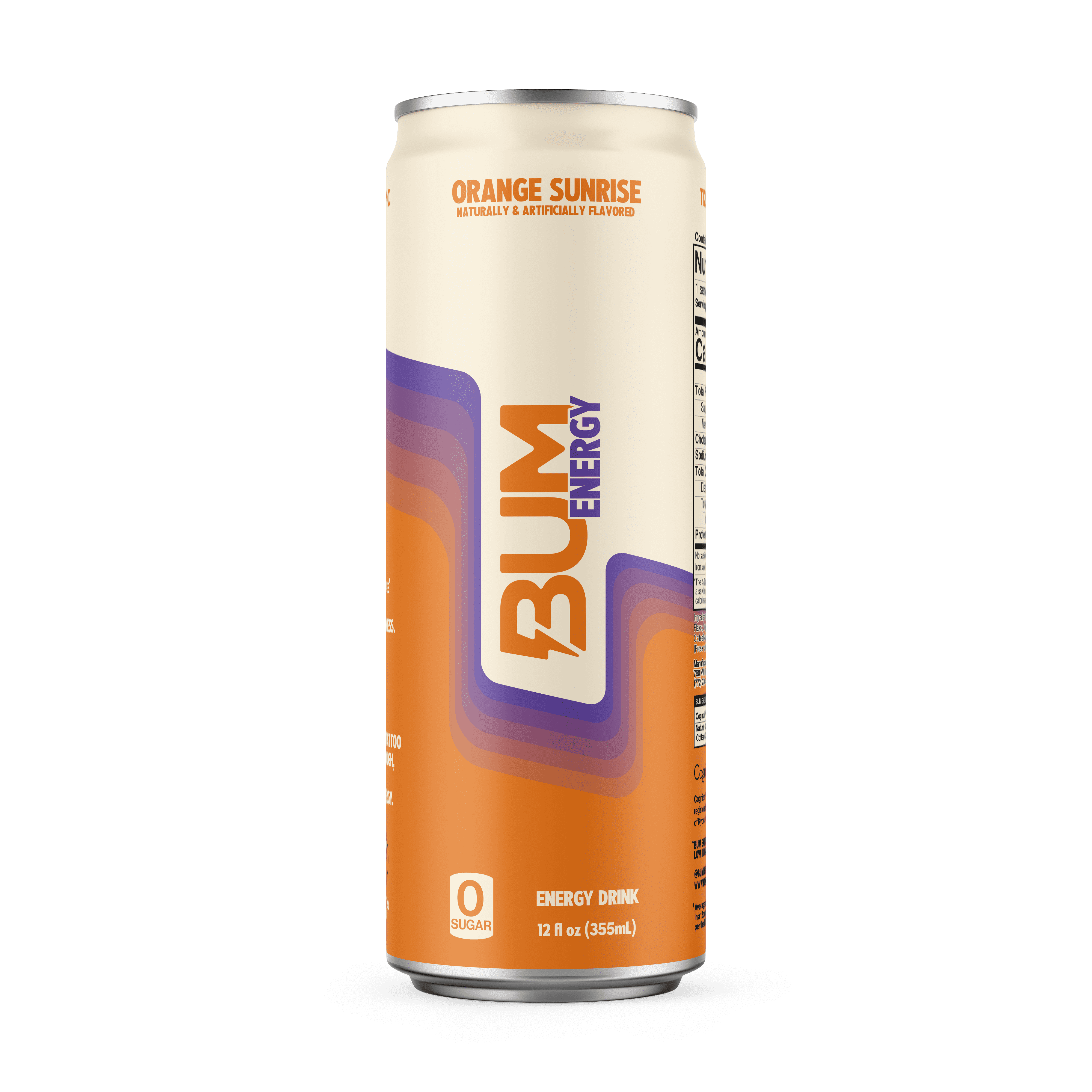 BUM Energy Orange Sunrise Energy Drink, 112 mg Natural Caffeine, 12 fl ...