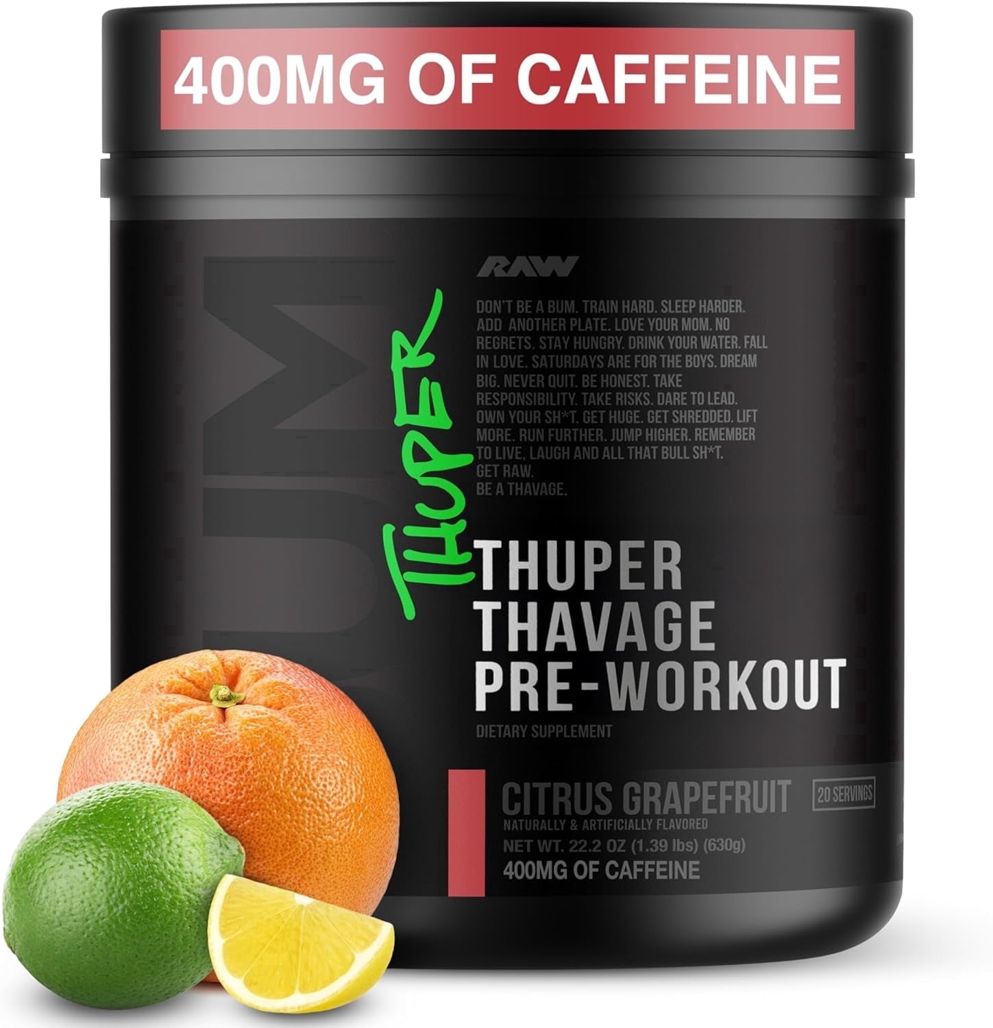 Raw Nutrition x CBUM Thuper Thavage Pre-Workout Powder, Citrus ...