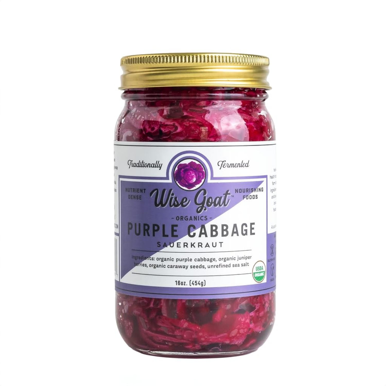 Raw Organic Fermented Probiotic Sauerkraut, "Purple Cabbage" Variety ...