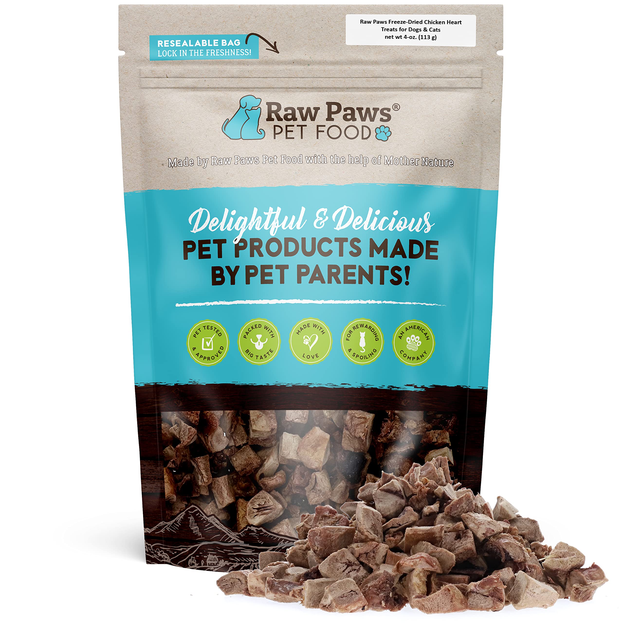 Raw Paws Chicken Hearts Treats, 4 oz - All Natural Freeze Dried Dog Cat ...