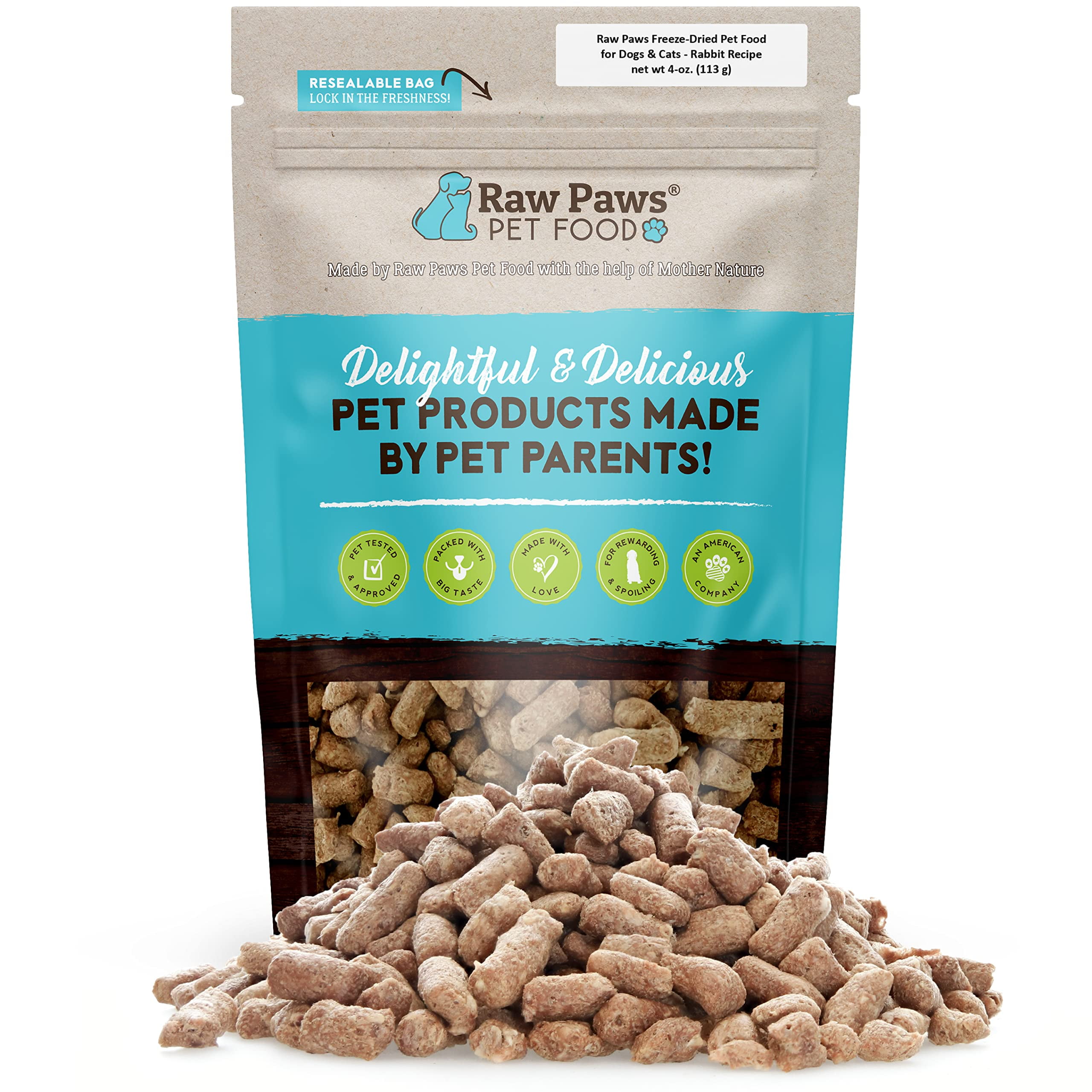 Raw Paws Freeze-Dried Pet DPF11 Food for Dogs & Cats- Rabbit Recipe, 4 ...