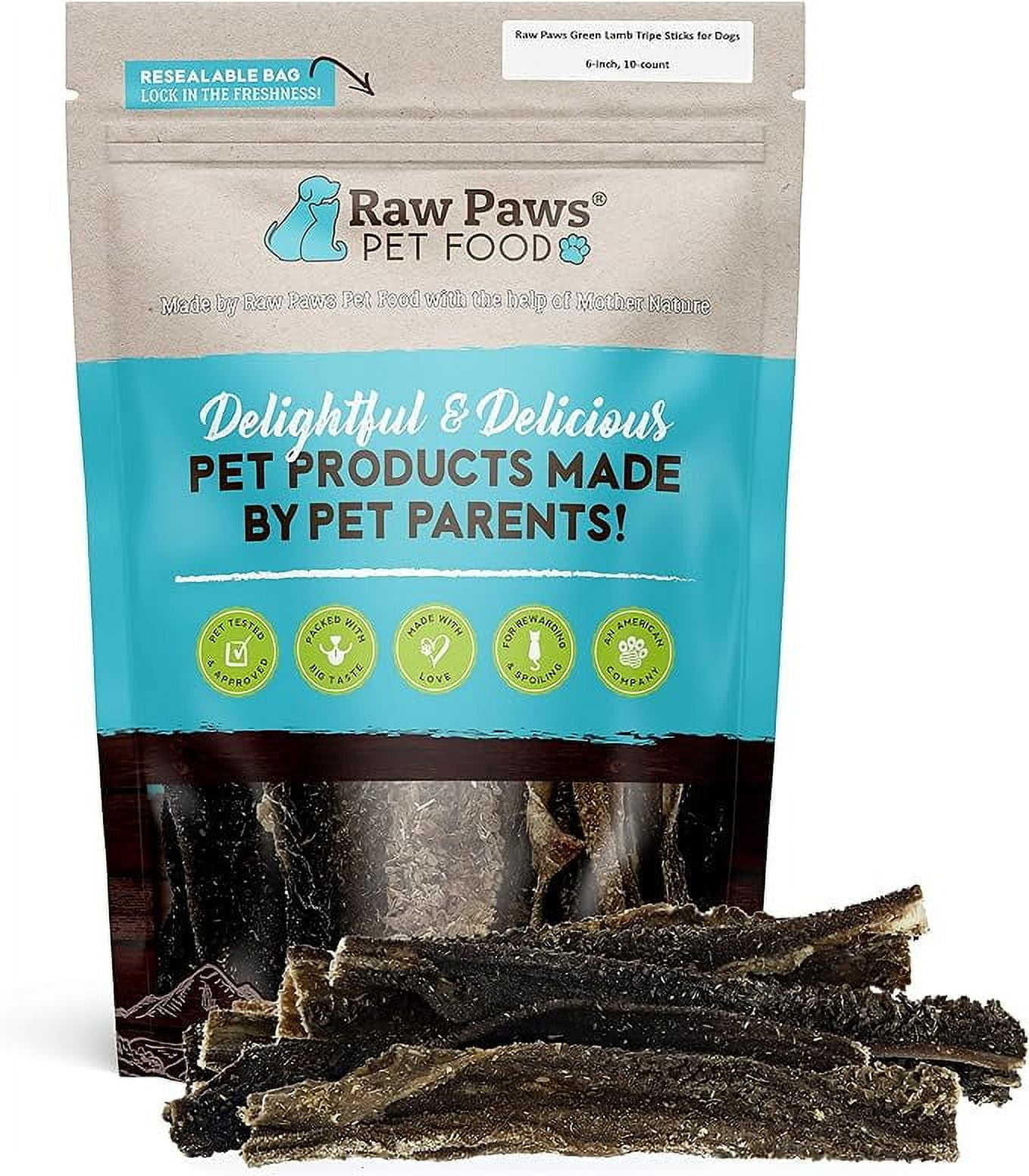 Raw Paws Green Lamb Tripe Sticks for Dogs, 10-Pack - Single Ingredient ...