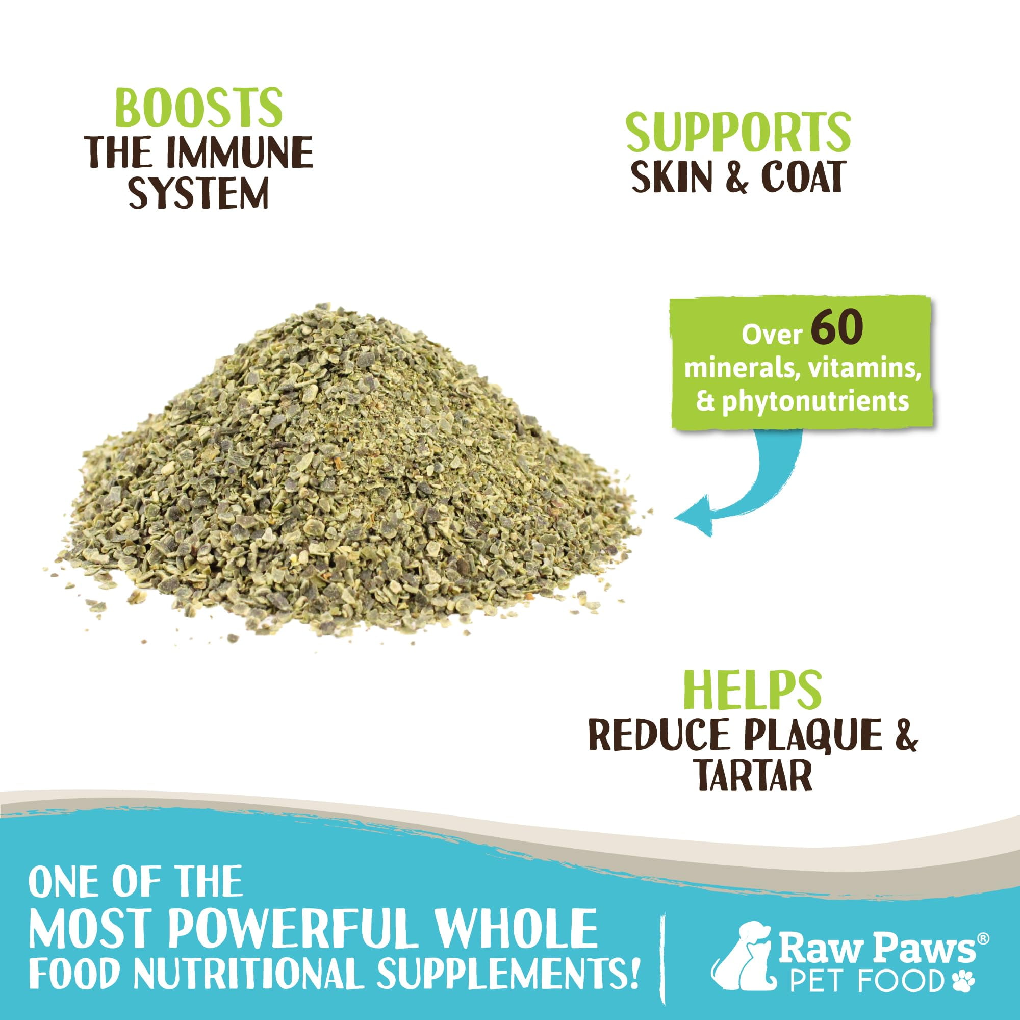 Raw Paws Organic FEV6 Kelp Powder for Dogs & Cats, 16-oz - Iodine Rich ...