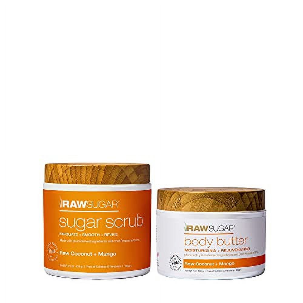 Raw Sugar Mango + Raw Coconut Body Ritual Bundle - Exfoliating Body Scrub and Body Butter ...