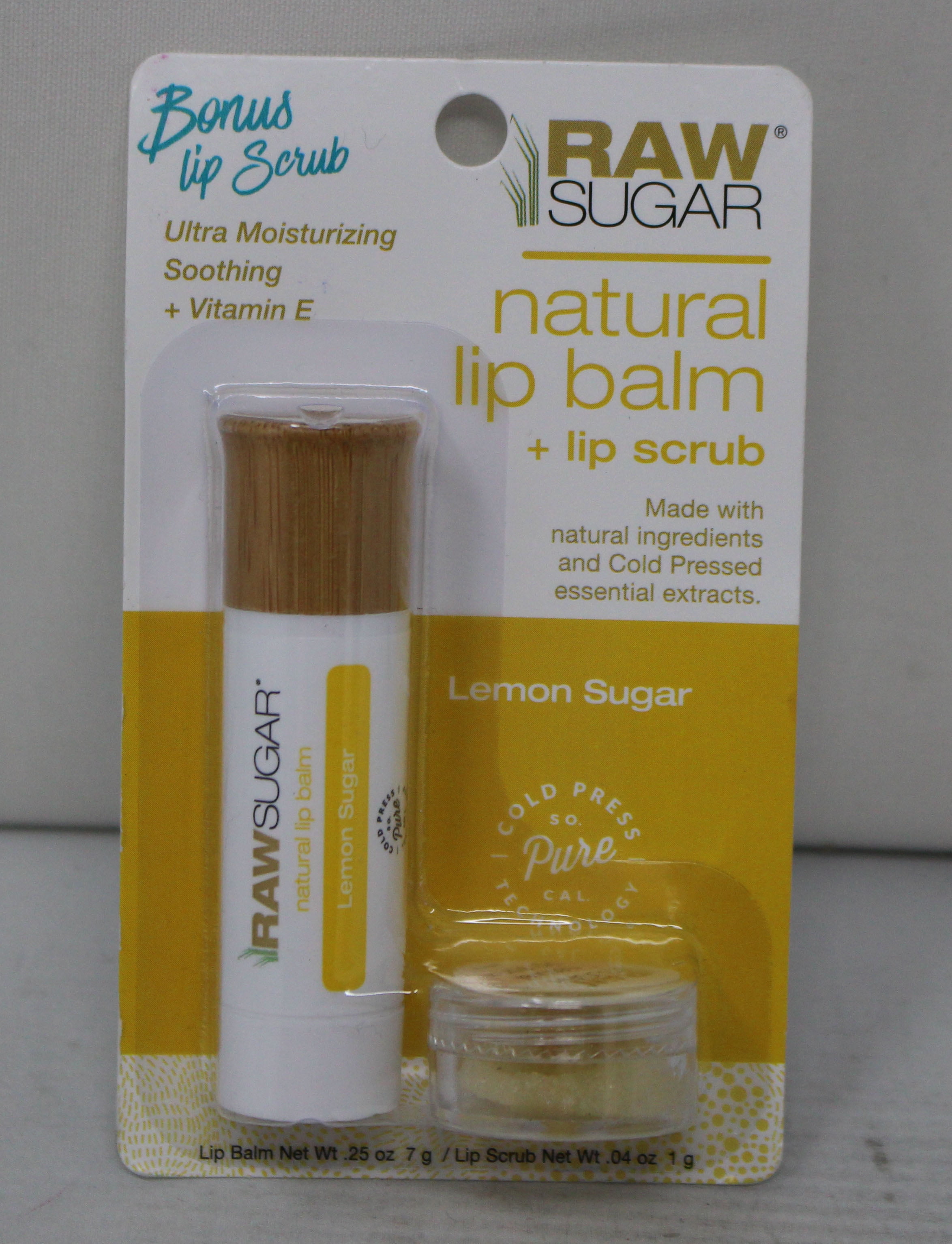 Raw Sugar Natural Lip Balm + Lip Scrub Lemon Sugar Ultra Moisturizing ...