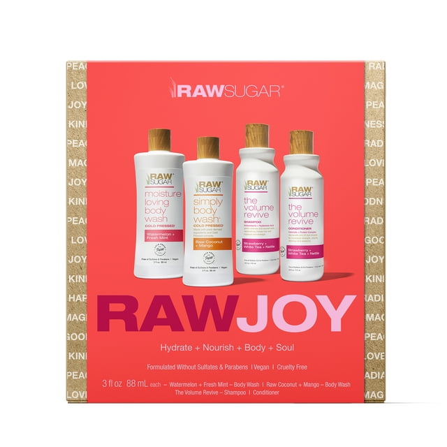 Raw Sugar Raw Joy Unisex Holiday Gift Set, Includes Two Body Wash ...