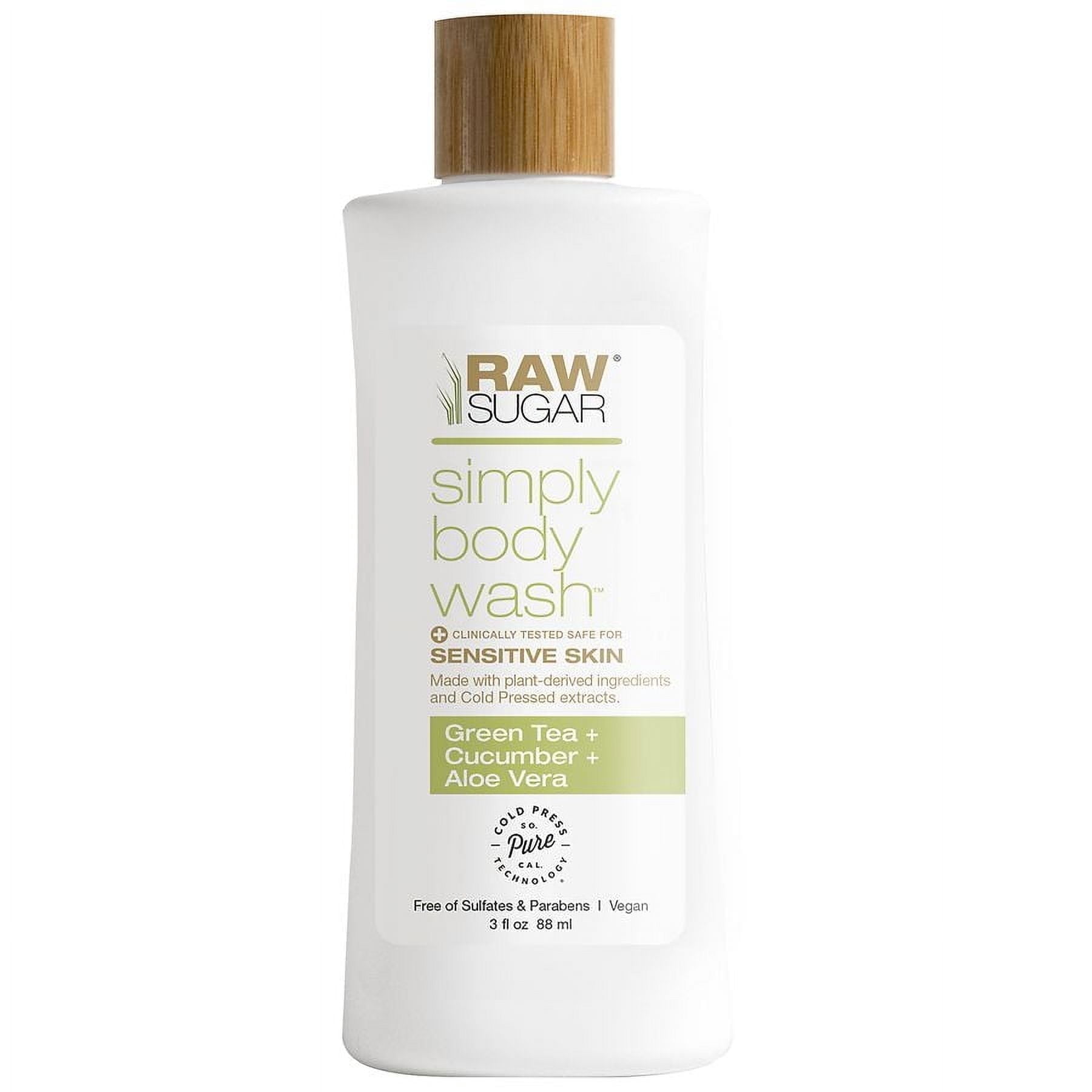 Raw Sugar Sensitive Skin Mini Body Wash - Green Tea + Cucumber + Aloe ...