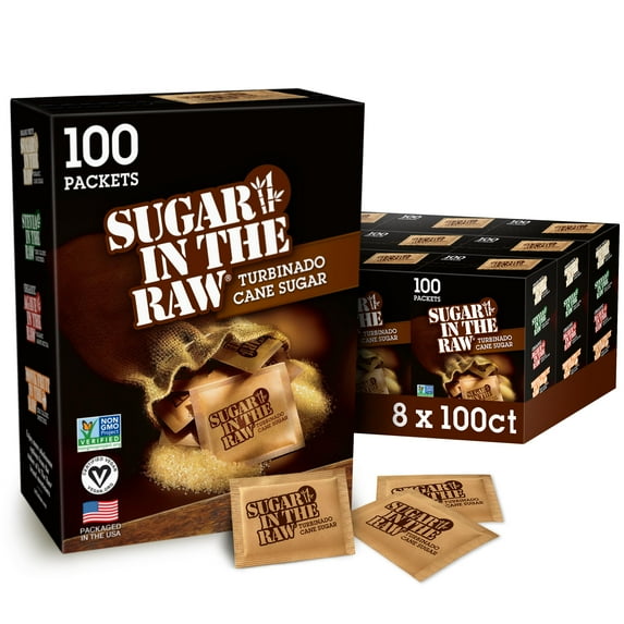 In The Raw Turbinado GGA1 Cane Sugar Packets, 100 Ct Box, 8 Pack, Pure ...