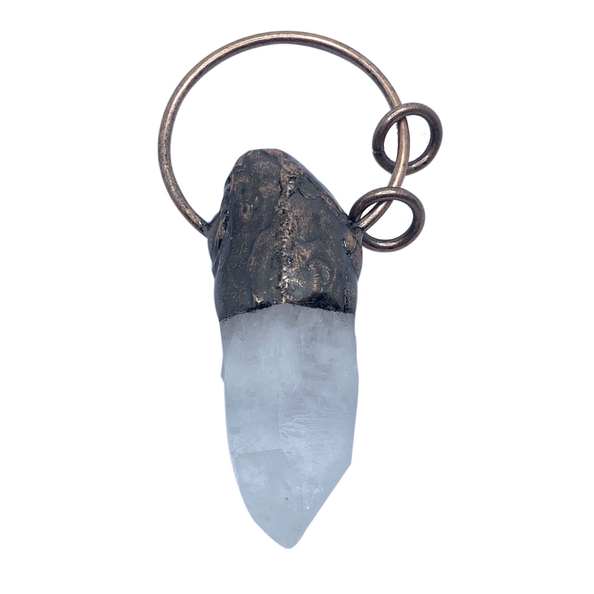 Raw White Quartz Crystal Pendant Handcrafted Hexagonal Gemstone Jewelry ...