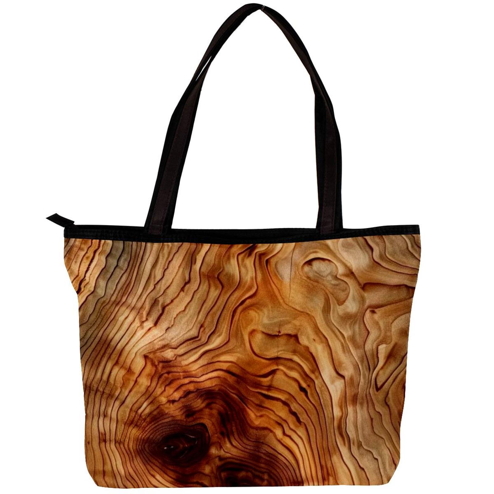 Raw Wood Grain Vortex Large Shoulder Bag with Water Repellent Design ...