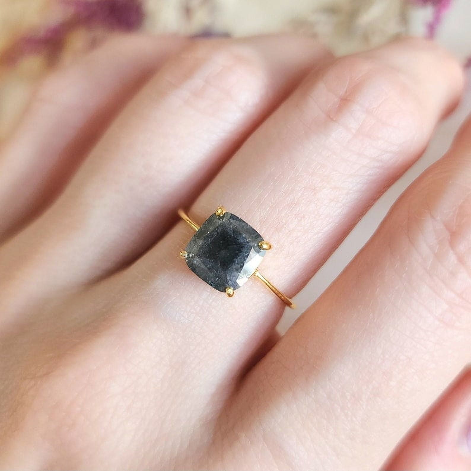Raw gray ring, diamond ring, unique raw diamond ring, rare gray diamond ...