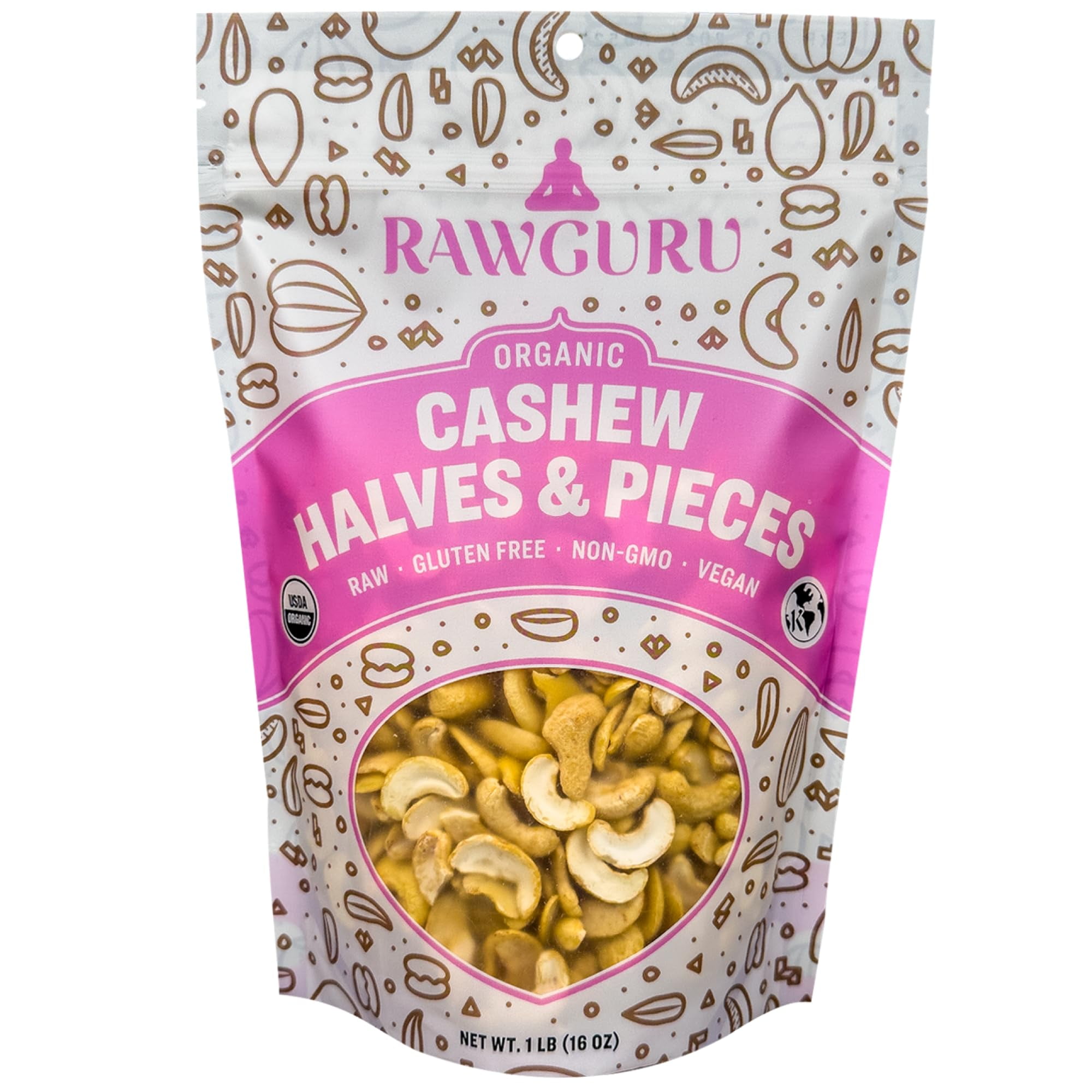 RawGuru Organic Cashew Halves|Pieces MZF22 - Raw | Keto | Vegan ...